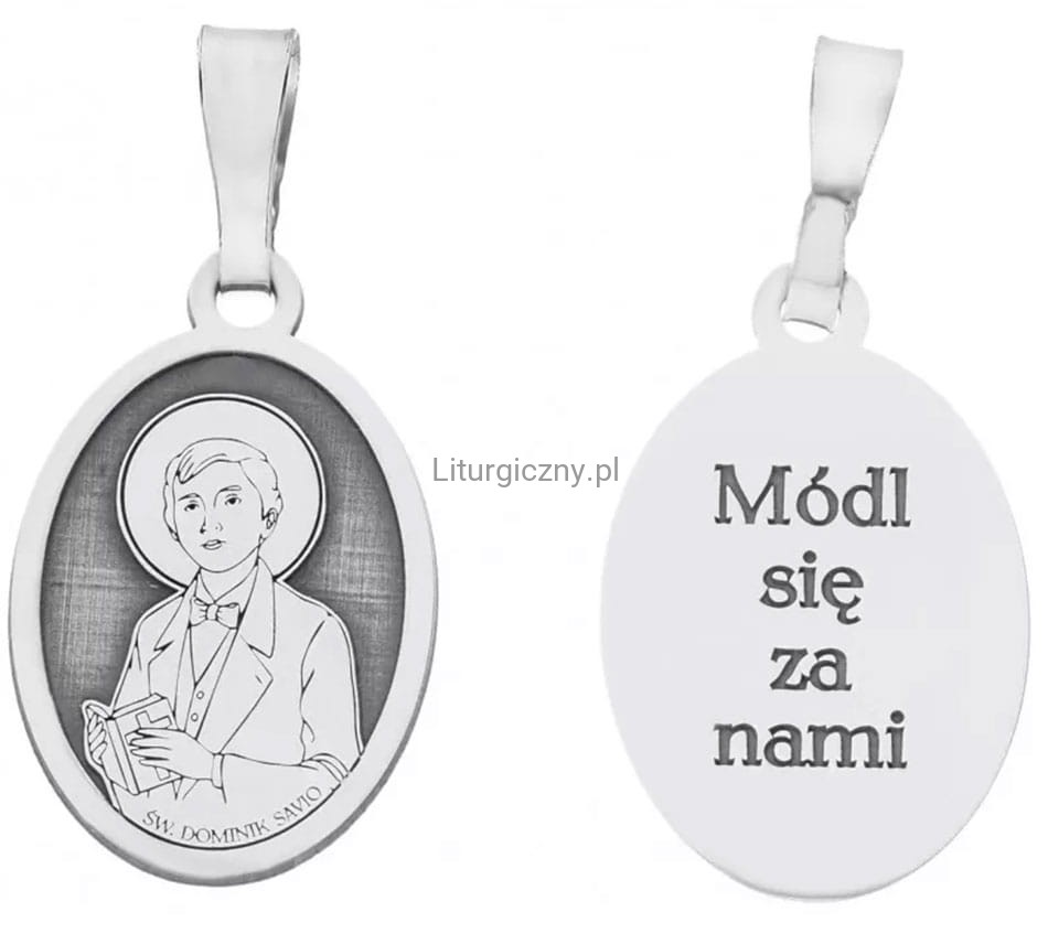 Medalik srebrny rodowany - Św. Dominik Savio | Sklep Liturgiczny.pl